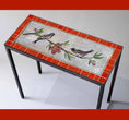 Rectangular bird table top with red frame – SCUOLA DI MOSAICO